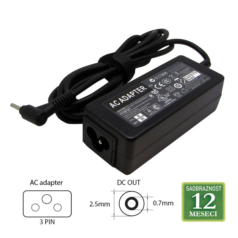 ASUS 19V-2.1A ( 2.5 * 0.7 ) ADP-40PH AB 40W LAPTOP ADAPTER - Konovo.rs