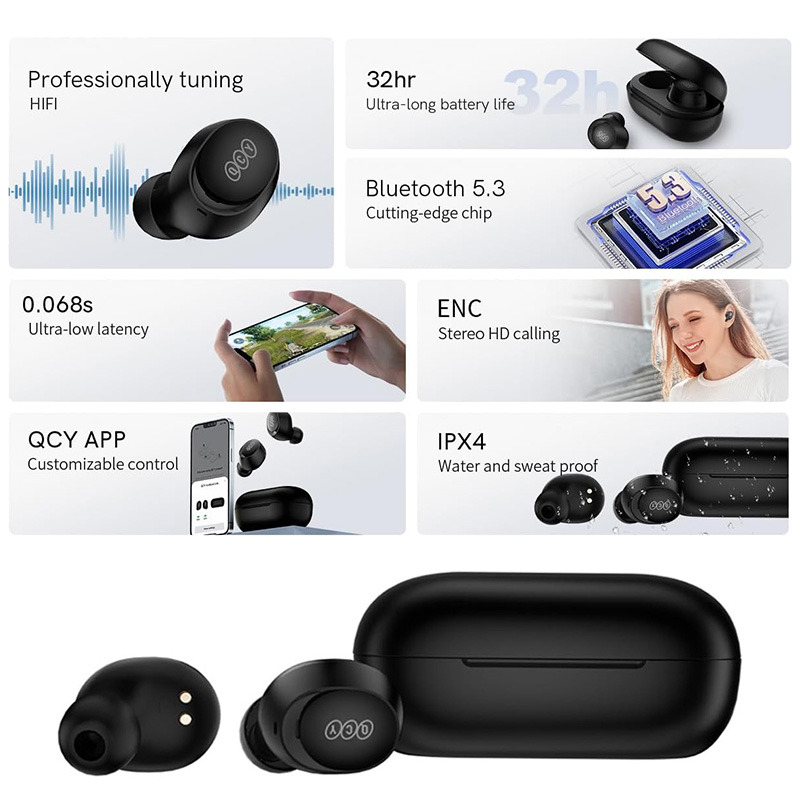 Bluetooth slusalice QCY Arcbuds lite crne - Konovo.rs