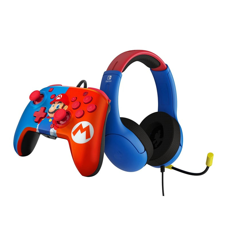 Nintendo Switch Wired Airlite Headset & Rematch Controller Mario Bundle ...