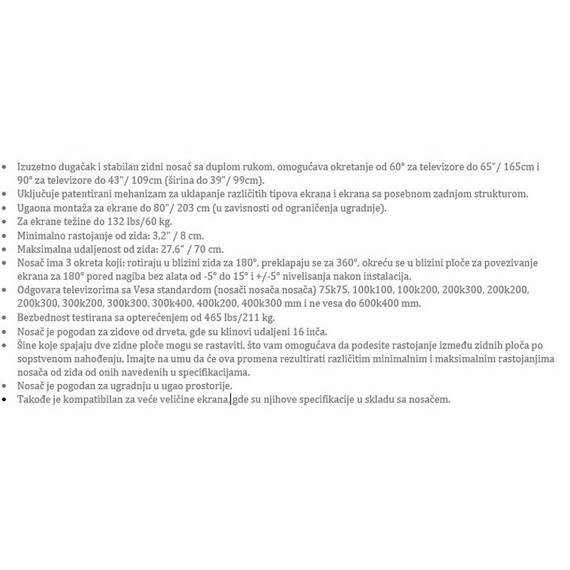 BARKAN BM464L LCD TV zglobni zidni nosač od 13 do 90 inča za ravne i zakrivljene televizore ...