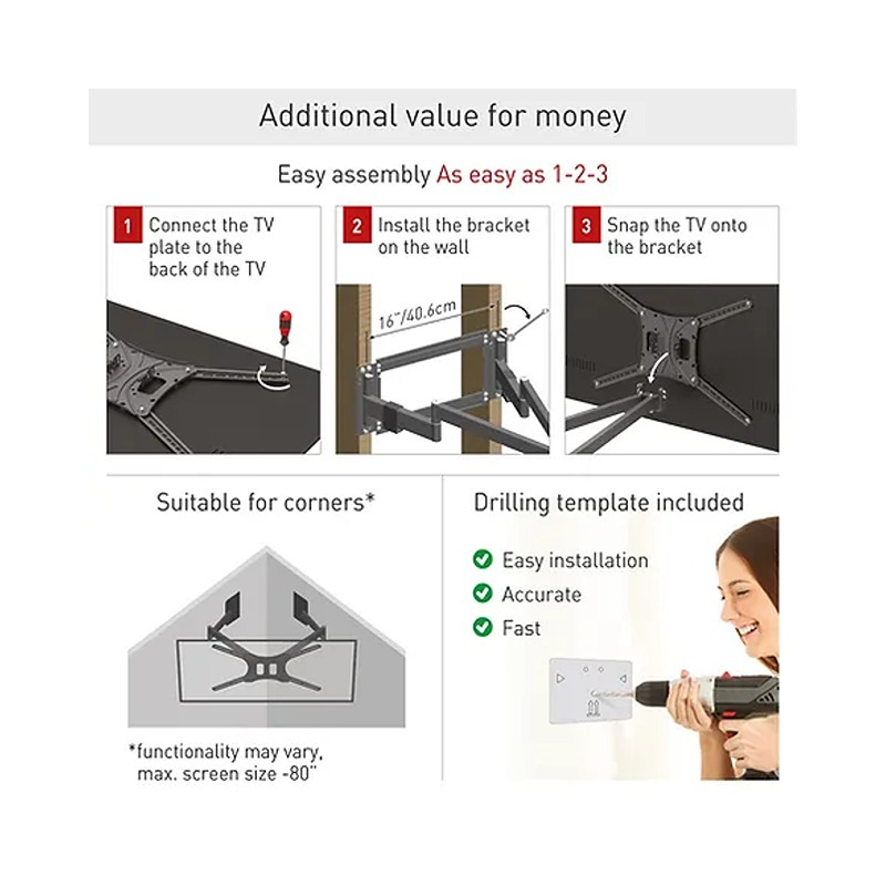 BARKAN BM464L LCD TV zglobni zidni nosač od 13 do 90 inča za ravne i zakrivljene televizore ...