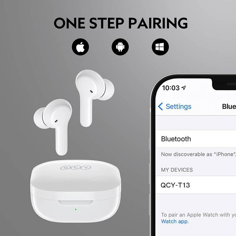 Bluetooth slusalice QCY T13 bele - Konovo.rs