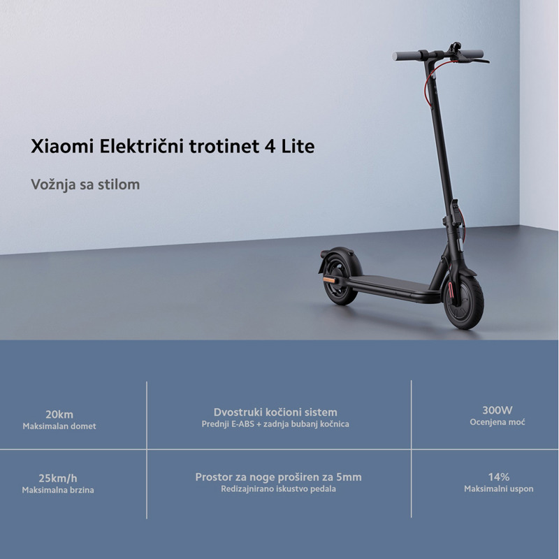 Elektricni trotinet Xiaomi Mi 4 lite crni - Konovo.rs