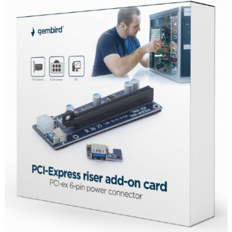 RC-PCIEX-03 Gembird * PCI-Express riser add-on card, PCI-ex 6-pin power connector - Konovo.rs