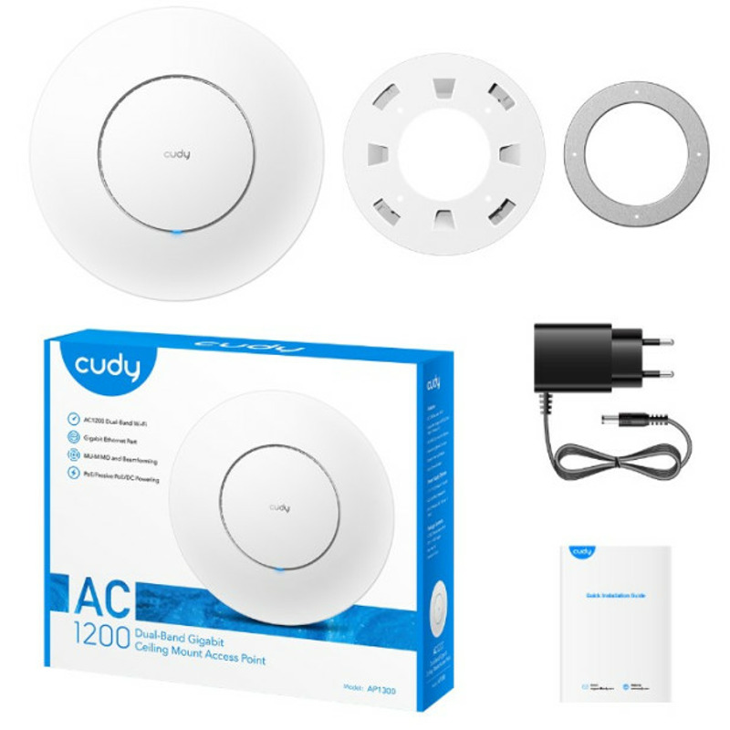 Cudy AP1300 DC AC1200 Gigabit Wireless Access Point, Dual Band, 1xGbit ...