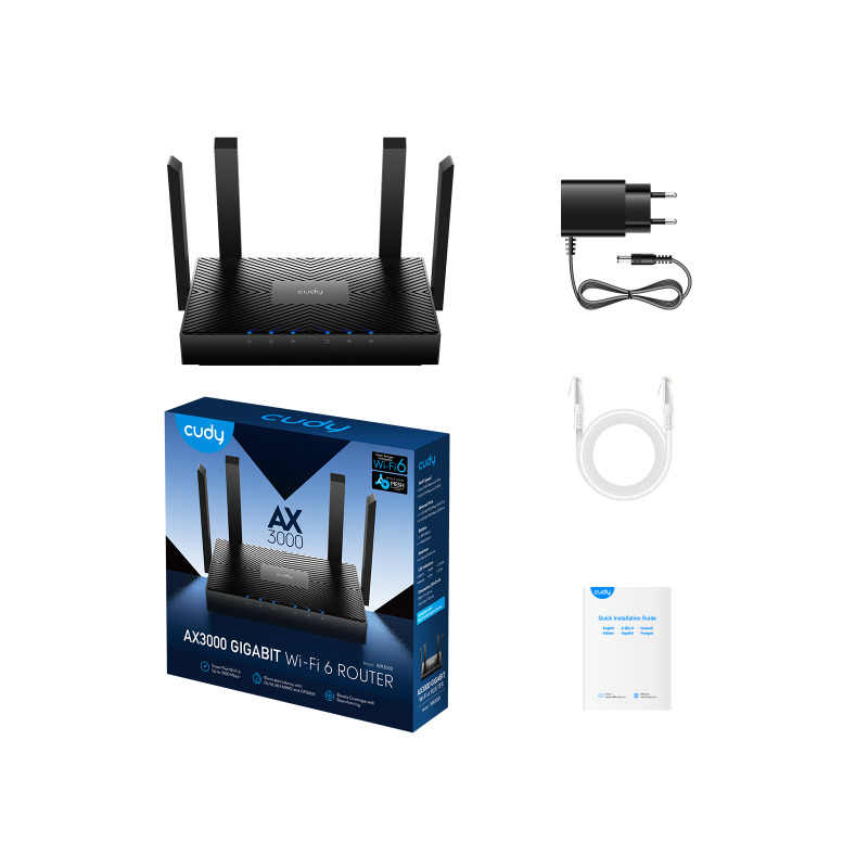 Cudy WR3000 AX3000 Mesh WIFI6 Dual Band 2.4+5Ghz Wi-Fi Ruter 1W/4LAN ...