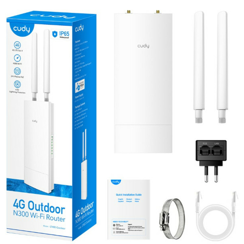 Cudy LT400 Outdoor 4G LTE Cat 4 N300 Wi-Fi Router, Nano SIM Slot, 10 ...