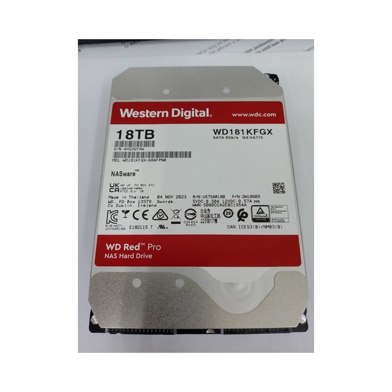 WD 18TB 3.5" SATA III 512MB 7.200rpm WD181KFGX Red Pro outlet - Konovo.rs