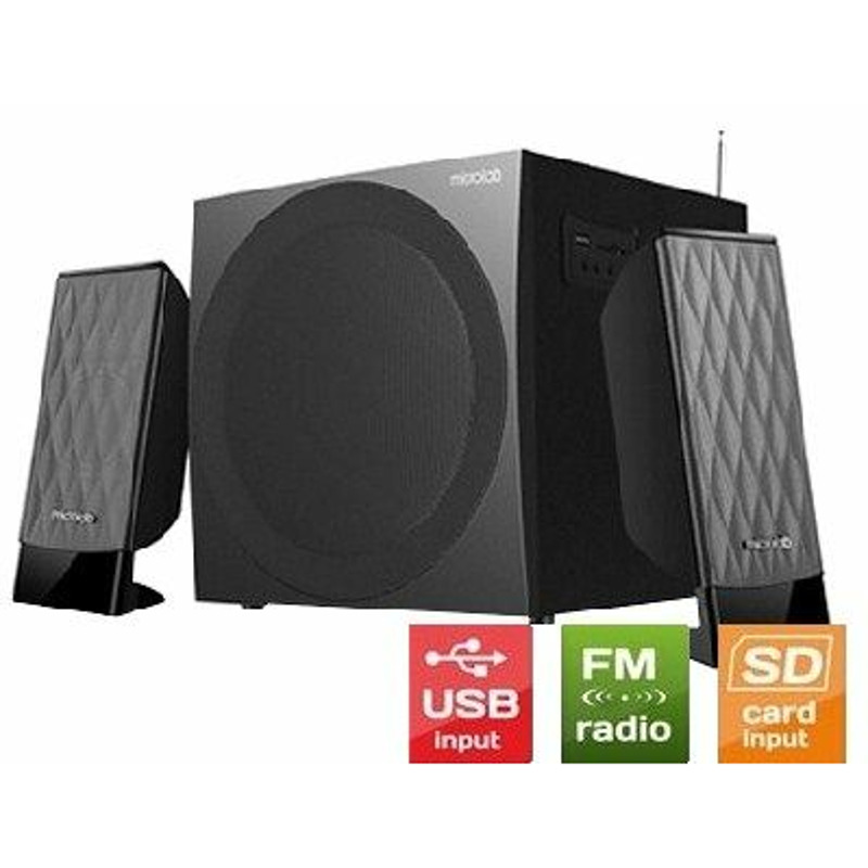 Microlab M300U Aktivni drveni zvucnici 2.1 38W RMS(14W,2x12W) SD, USB ...