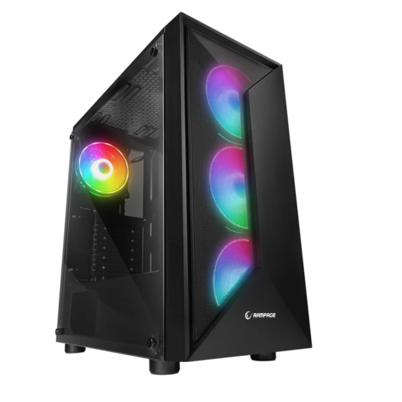 Kuciste Rampage TRIANGLE 4*12cm AutoRGB/Glass/Mid-Tower - Konovo.rs