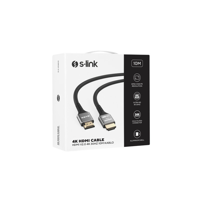 Kabl S-link SLX-HD4K10 HDMI na HDMI M/M v2.0 4K/30Hz Metal 10m - Konovo.rs