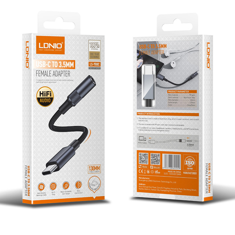 Adapter LDNIO LSY80C za slusalice Type C na 3.5mm crni - Konovo.rs