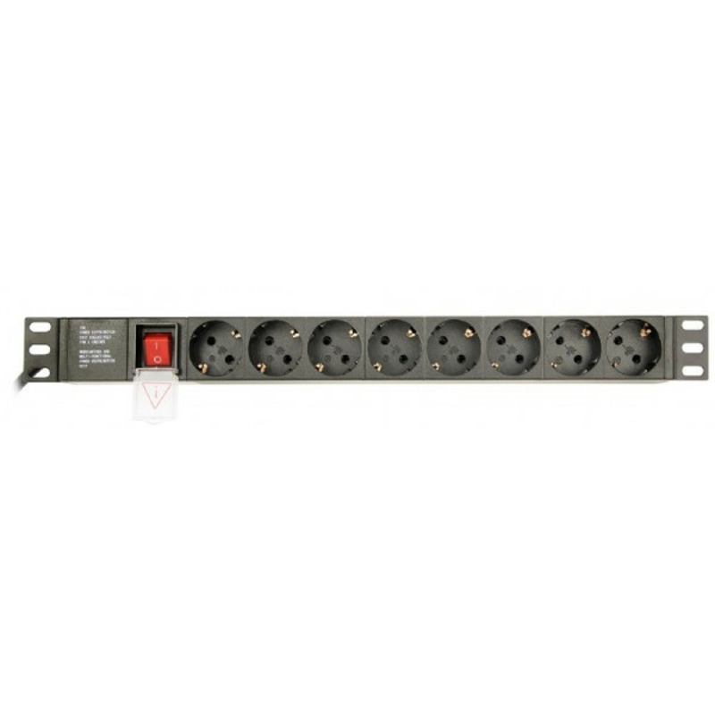 EG-PDU-014 Gembird Produzni kabl sa zastitom 8 uticnica 16A, PDU 1U, aluminium, 3m - Konovo.rs