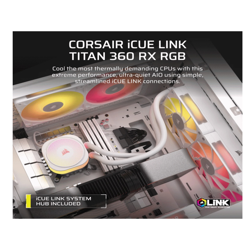 Kuler CORSAIR iCUE LINK TITAN 360 RX RGB/AIO/360mm/vodeno hladenje/bela ...