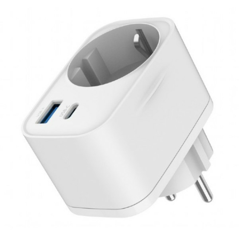 TA-ACPDQC20-01-W Gembird 20W 2-port USB brzi punjac sa pass-through AC ...